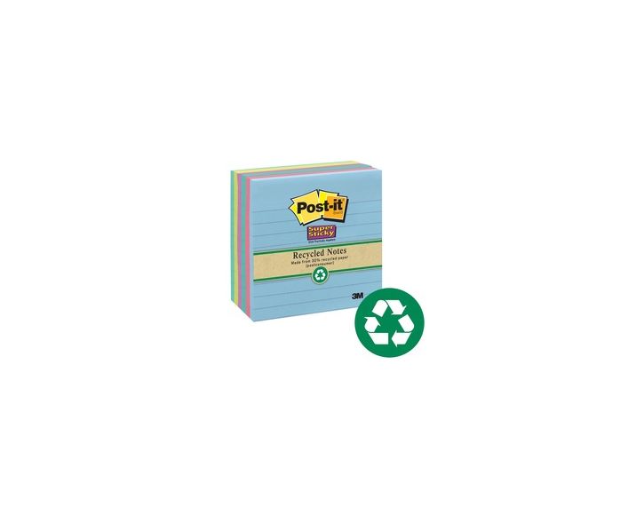 Post-it® Super Sticky Recycled Notes 675-6SST, 4 in x 4 in (101 mm x ...