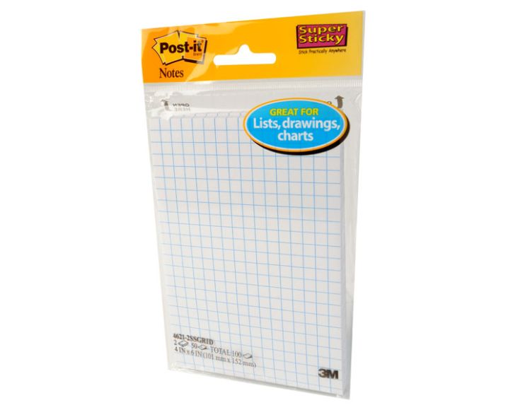 Post-it® Super Sticky Notes on Grid Paper 4621-2SSGRID, 2 Pads/Pack