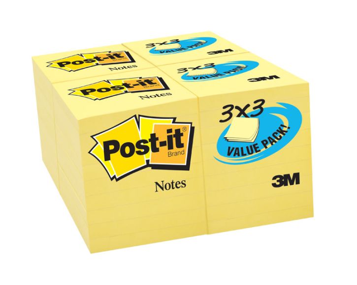 Post-it® 654-36VAD90, 3 in x 3 in (76 mm x 76 mm) Canary Yellow